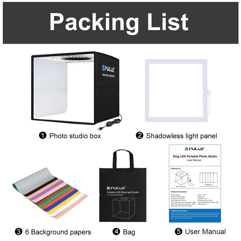 PULUZ Lightbox & Shadowless Lamp Set Photograp... – Grandado