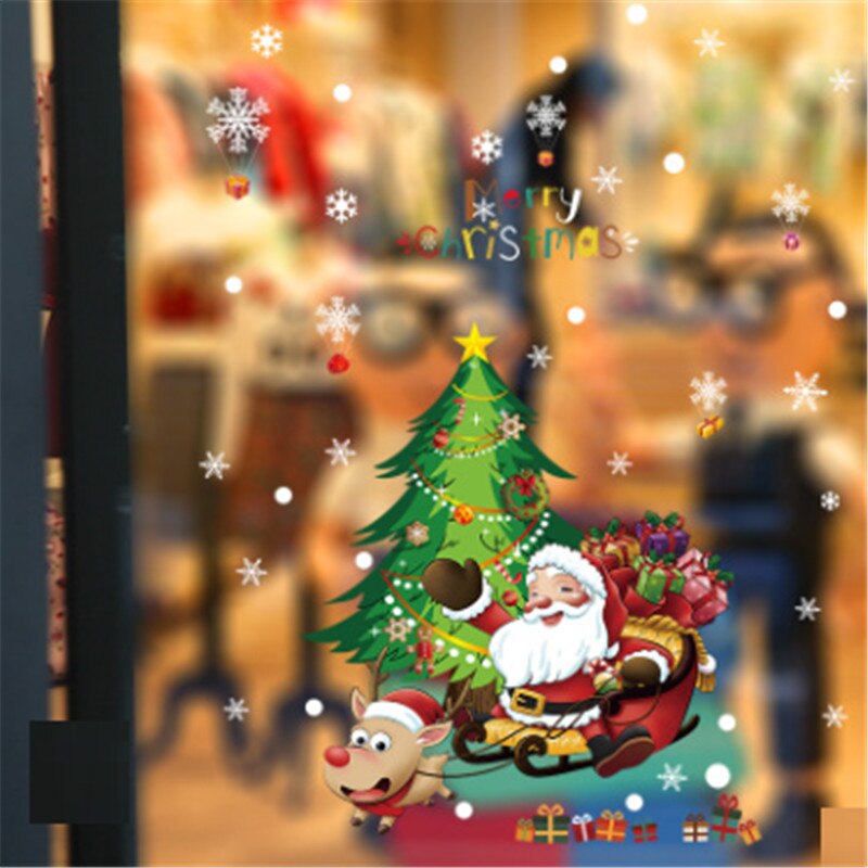 Christmas Window Wall Stickers Santa Tree Snowman ... – Vicedeal