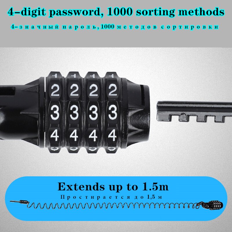 Alloy steel cable lock Super Mini 4 Digit password... – Grandado