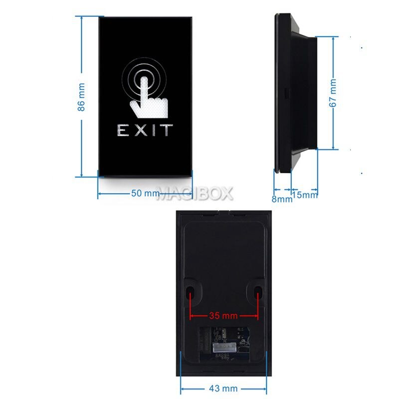 KT-A09B Narrow Panel Door Touch Exit Button Plexig... – Grandado