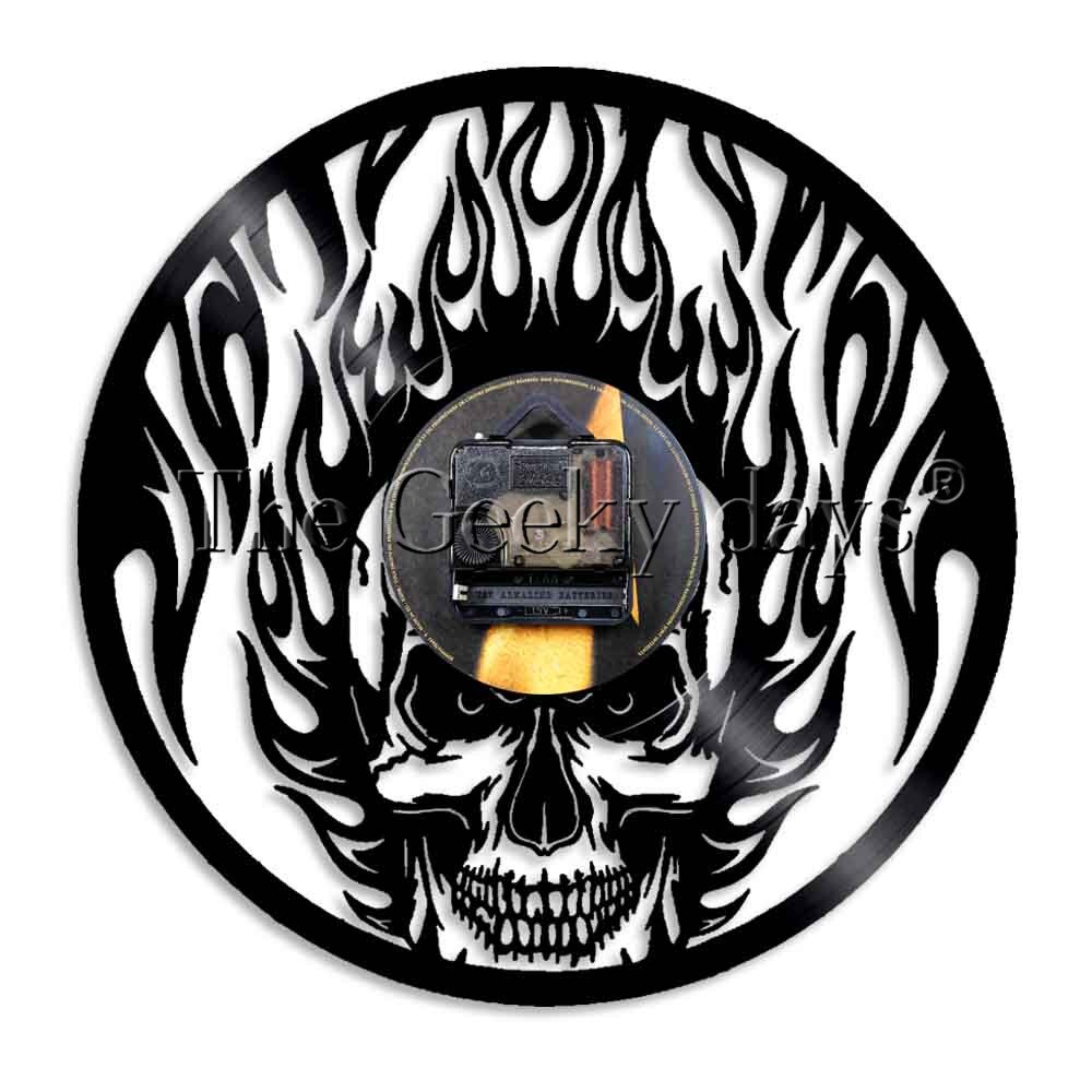 1Piece Black Fire Skull Wall Clock Cranium Horror ... – Grandado