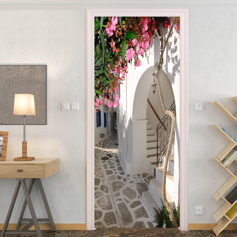 Moderne Eenvoudige Straat Behang 3D Deur Stickers ... – Vicedeal