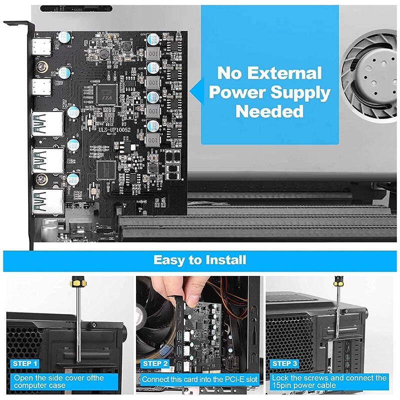 PCIe to USB 3.2 Gen 2 Card with 20Gbps Bandwidth 5... – Grandado