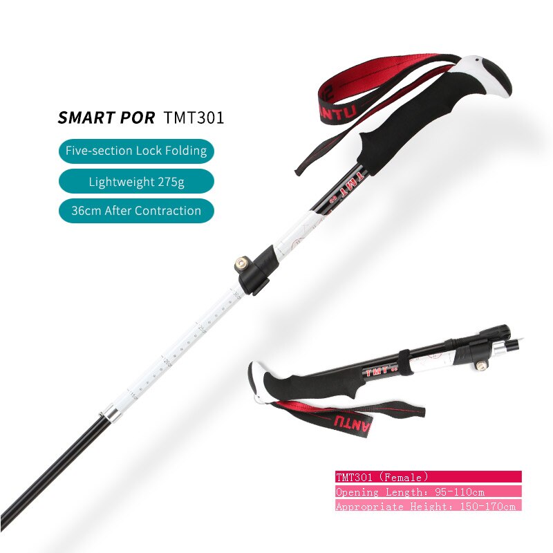 TMT 5 Fold Trekking Poles Hike Walking Stick Mount... – Grandado