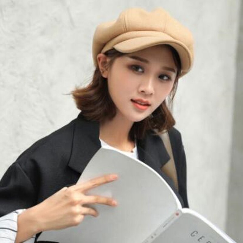 Autumn Winter Women Hats Literary Ladies Solid Col... – Grandado