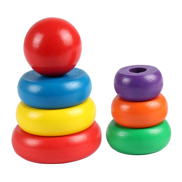 Baby Toys Rainbow Tower Rainbow Jenga Ring Stackin... – Grandado