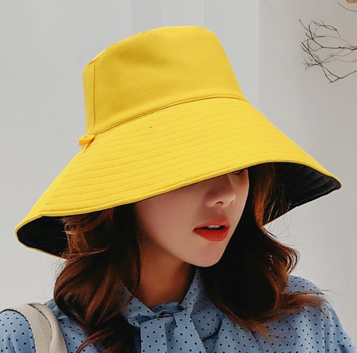 Cotton Double sided black yellow Bucket Hat Fisher... – Vicedeal