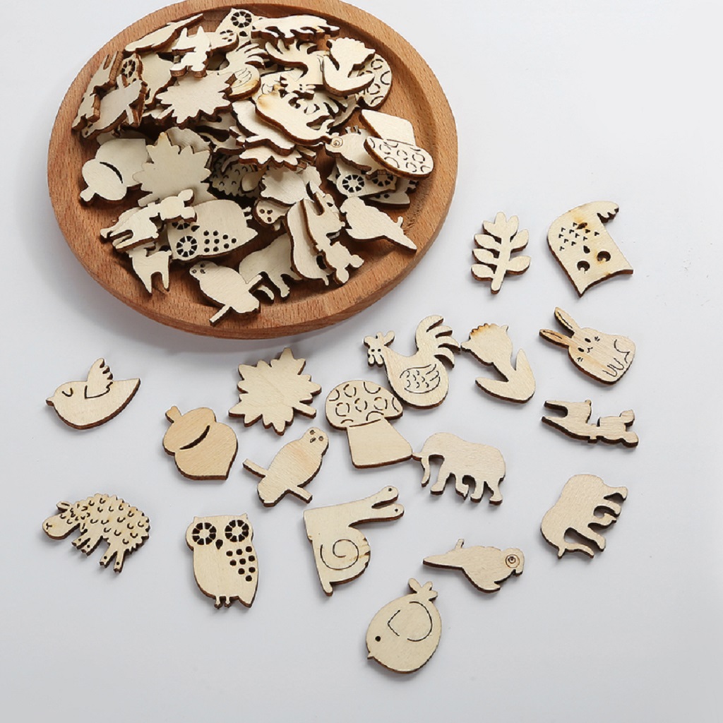 50Pcs Unfinished Wooden Cut Animal Shapes Craft Em... – Grandado