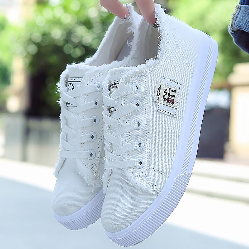 Lace-up Spring/autumn Sneakers for girls Denim sol... – Grandado