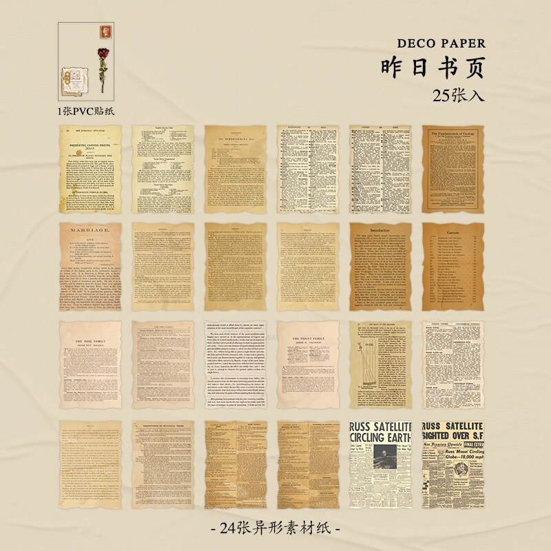 Retro Oude Boek Pagina Junk Journal Mix Materiaal ... – Vicedeal