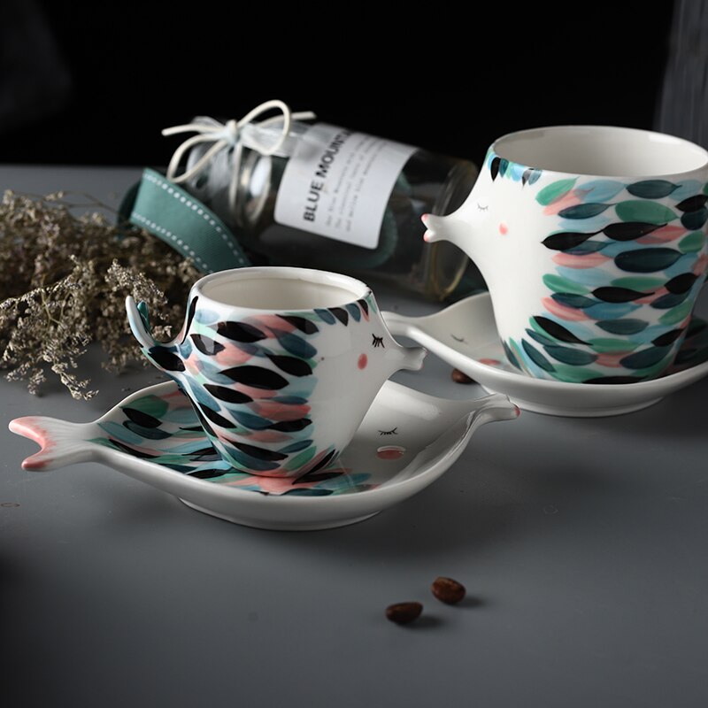 Handmade 3D Fish Shape Ceramic Cup And Saucer Coff... – Vicedeal