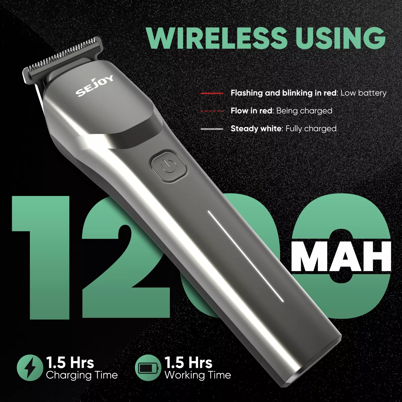 Sejoy Hair Clippers Beard Trimmer for Men Cordless... – Grandado