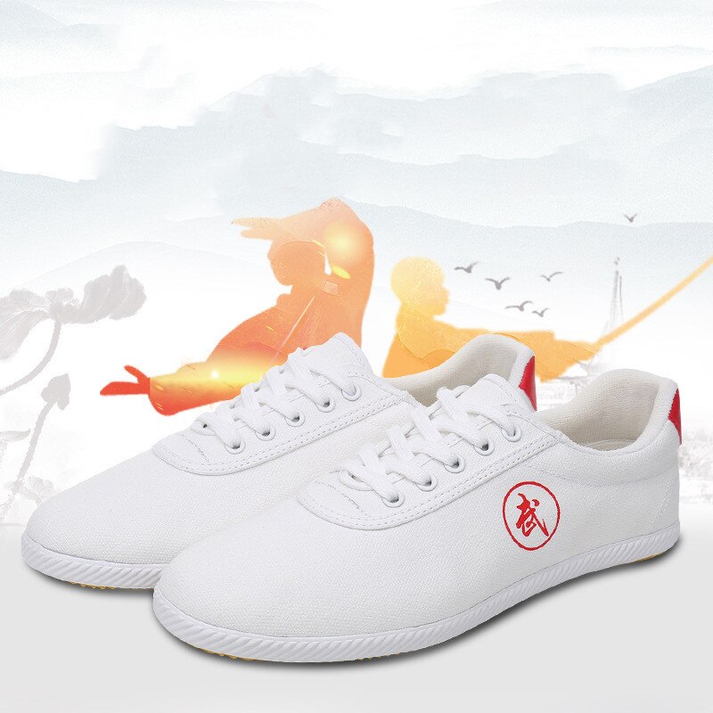 Classic Martial Art Shoes White Sneakers Canvas Wu... – Grandado