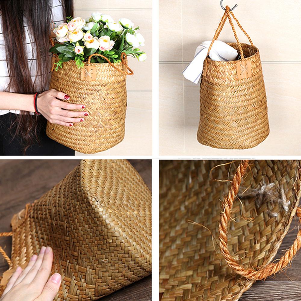 Lavender Vase Woven Sundries Storage Baskets Hangi... – Grandado