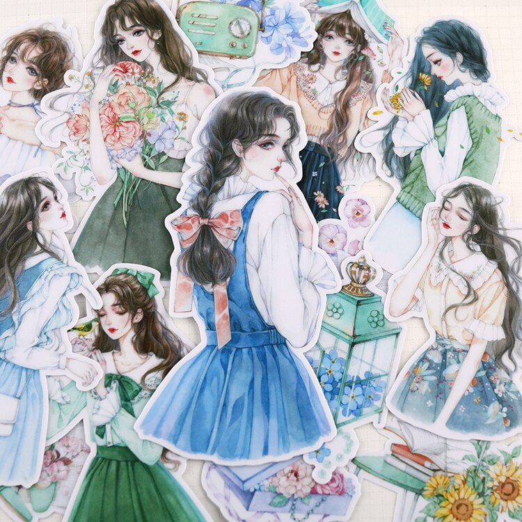 15PCS Beautiful girl Stickers Crafts And Scrapbook... – Grandado