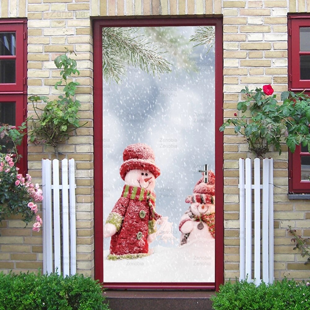 Christmas Snowman Door Sticker for Living Room Kid... – Grandado