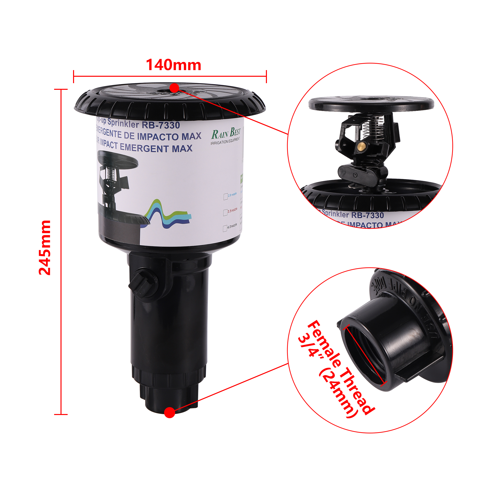 1/2" 3/4" Pulse Pop-Up Impact Sprinkler Head Adjus... – Grandado
