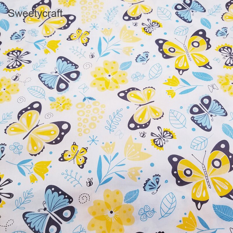 Tela de algodón con estampado de mariposas, 160x50... – Grandado