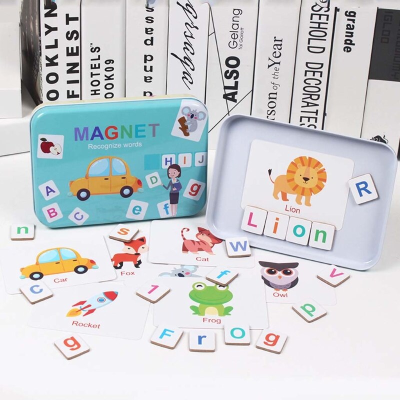 Wooden Magnetic Letters Numbers Toys Fridge Magnets Alphabet Word Cards ...