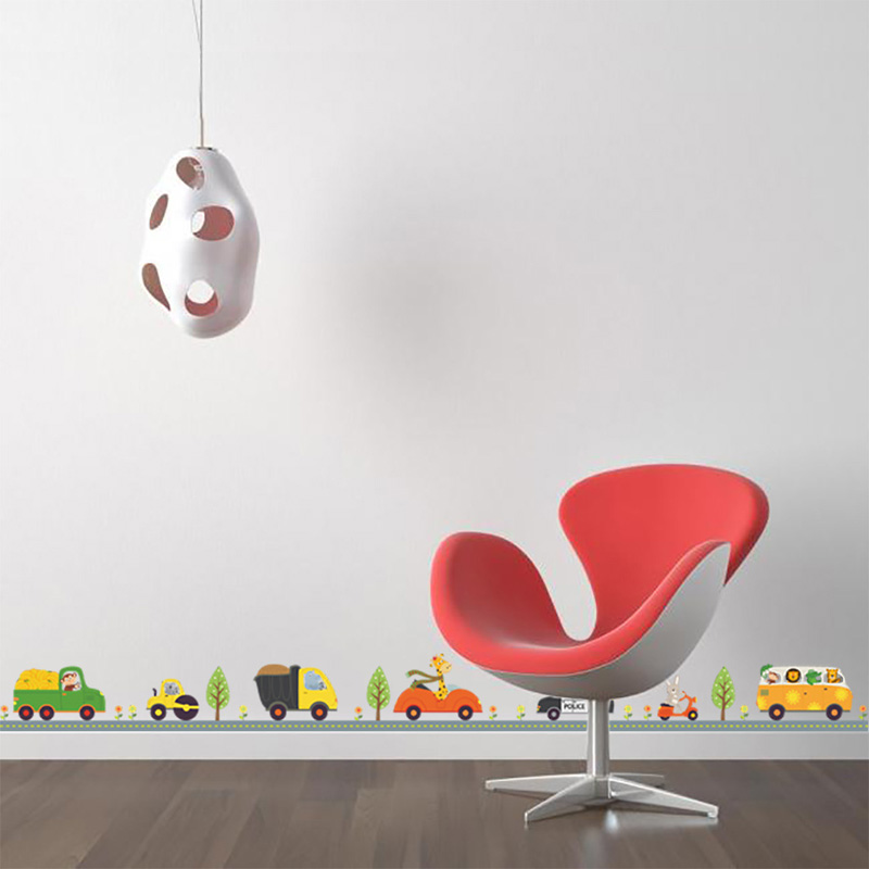 Tegneserie små dyr bil væg klistermærke børnerum børnehave dekoration ...