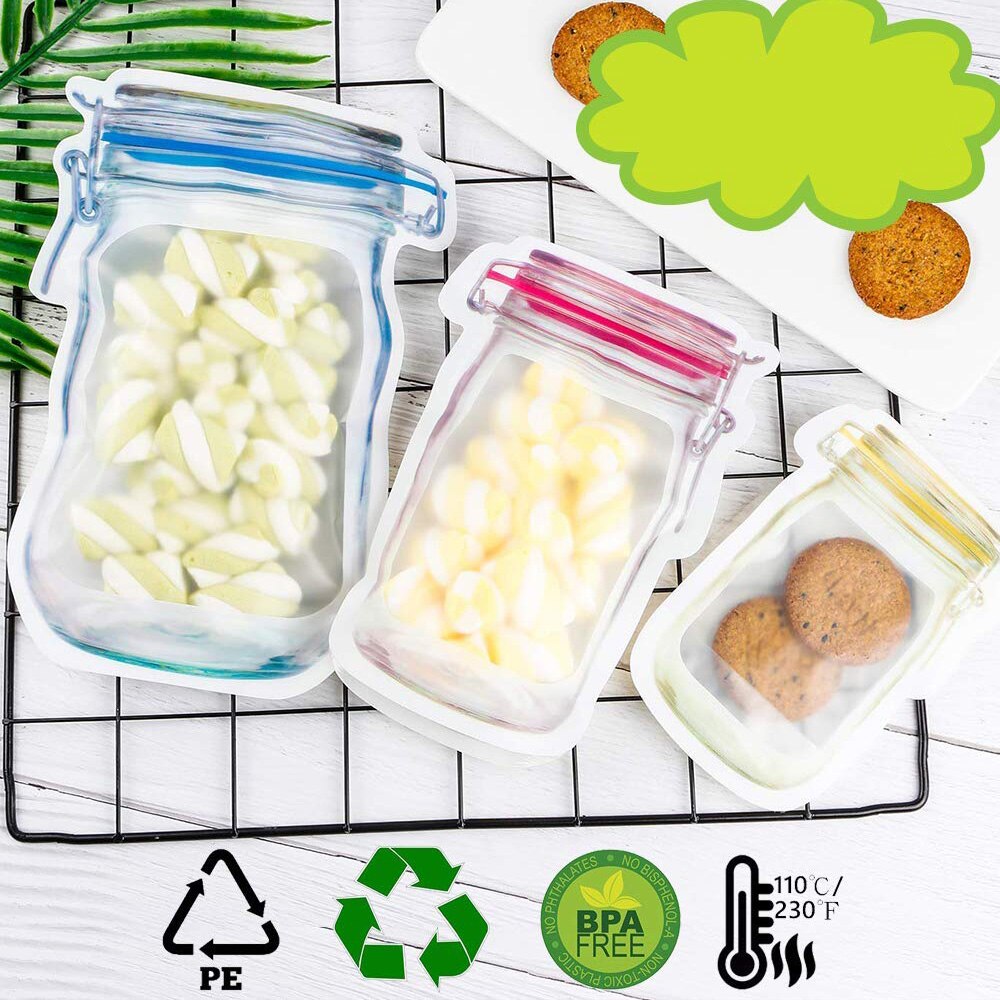 20pcs Pieces Jar Zipper Bags Reusable Snack Saver ... – Grandado