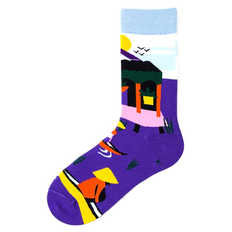 Women Men Harajuku Flower Cartoon Pattern Socks Fu... – Vicedeal