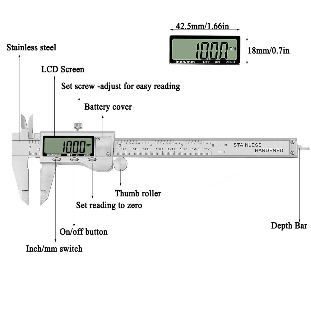 NEWACALOX 150mm/0.01mm LCD Screen Digital Caliper ... – Grandado