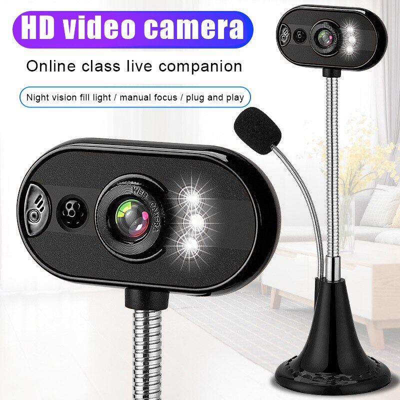 USB HD Webcam Camera with Mic Night Vision for Des... – Grandado