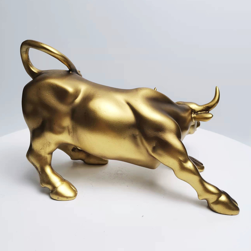 Resin Golden Wall Street Bull Statues Modern OX Fi... – Grandado
