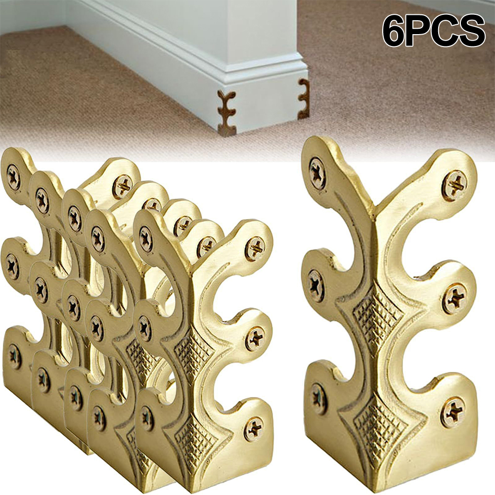 6pcs Vintage Base Board Corner Protectors Brass Sk... – Grandado