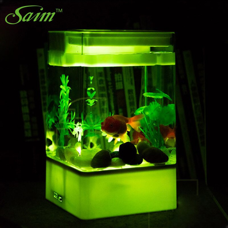Saim Aquariums USB Fish Bowl LED Colorful Fish Tan... – Grandado