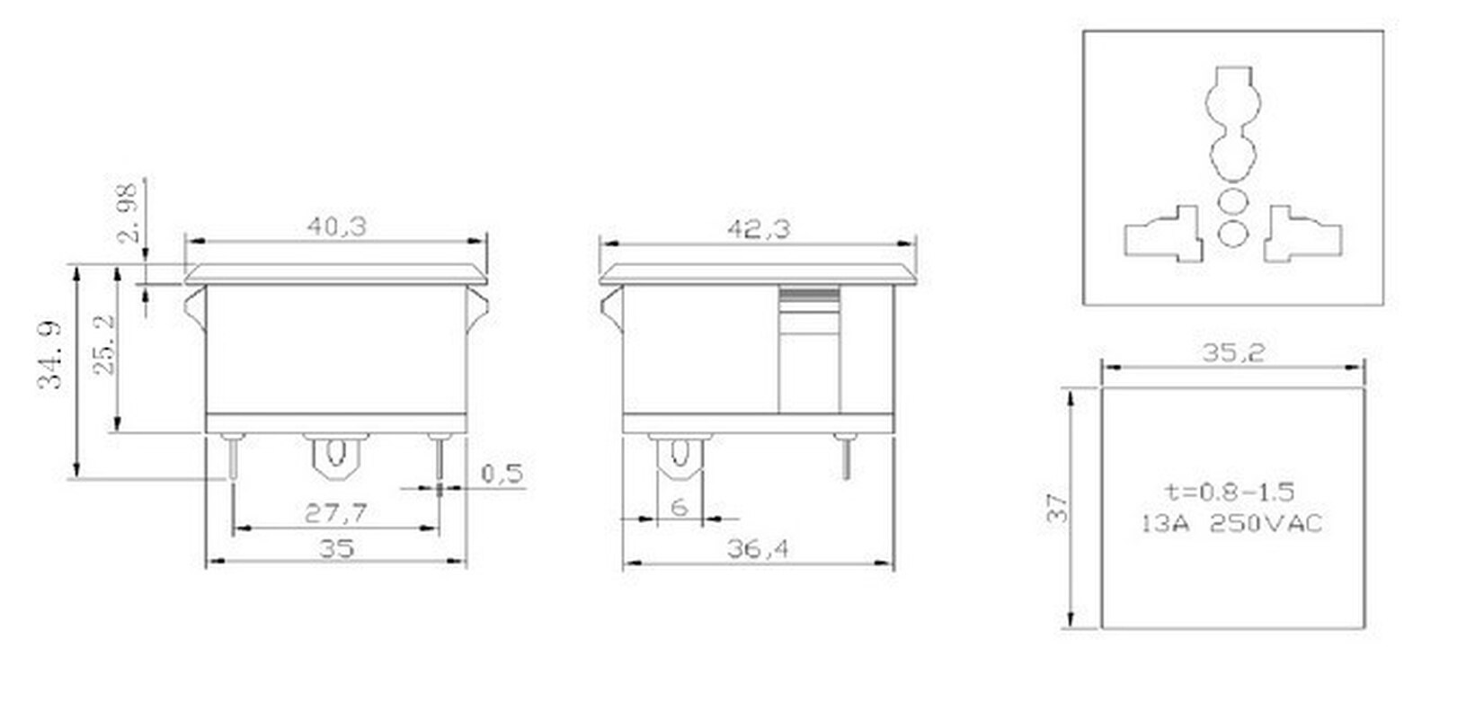 Chassis Female 3PIN Universal UK AU US Inline Sock... – Grandado