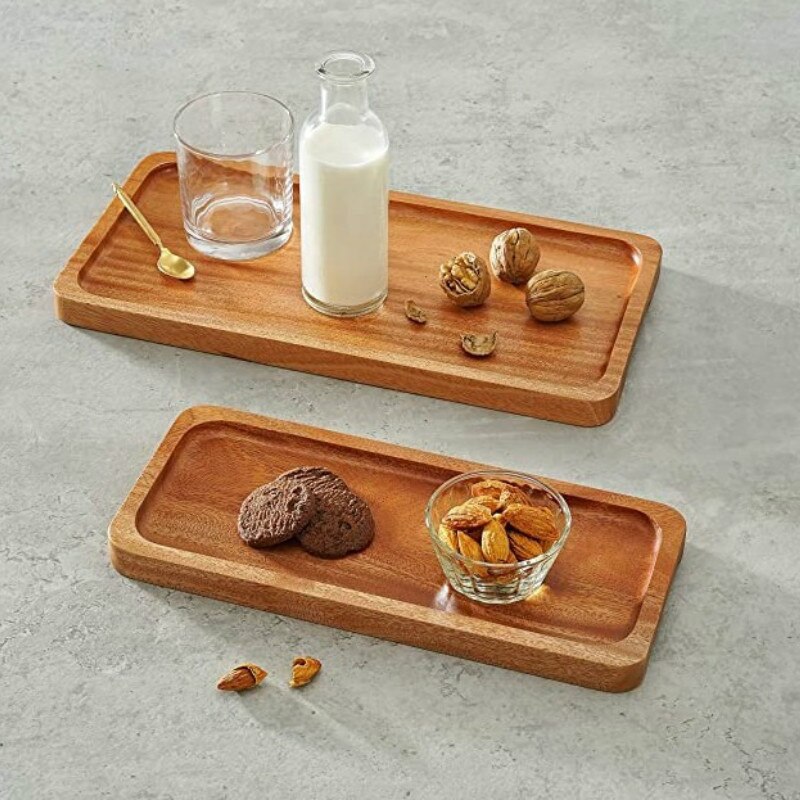 Wood Serving Tray and Platter Set of 4 (14