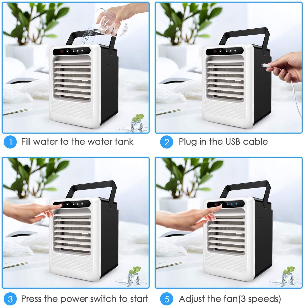 USB Mini Portable Air Conditioner Cooler Fan Deskt... – Vicedeal