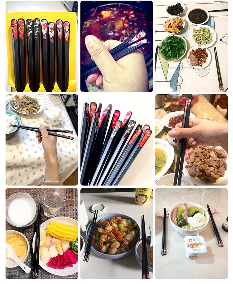 8 pairs of chopsticks Chinese chopsticks alloy non... – Grandado