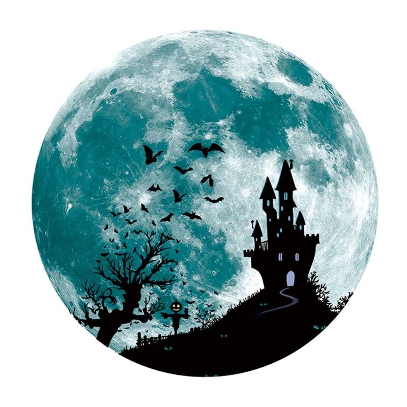 Luminous Moon Wall Sticker Horror Ghost Fluorescen... – Grandado