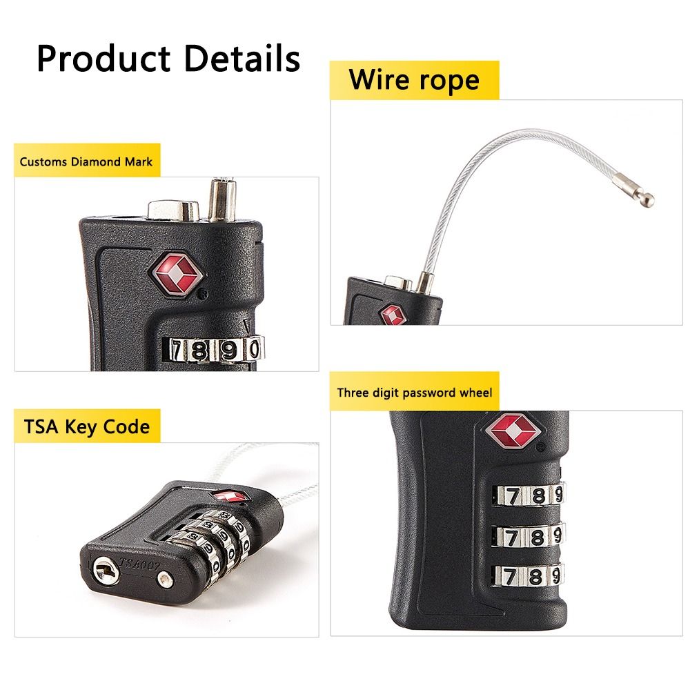 3 Digit Combination Lock TSA Anti-theft Customs Pa... – Grandado