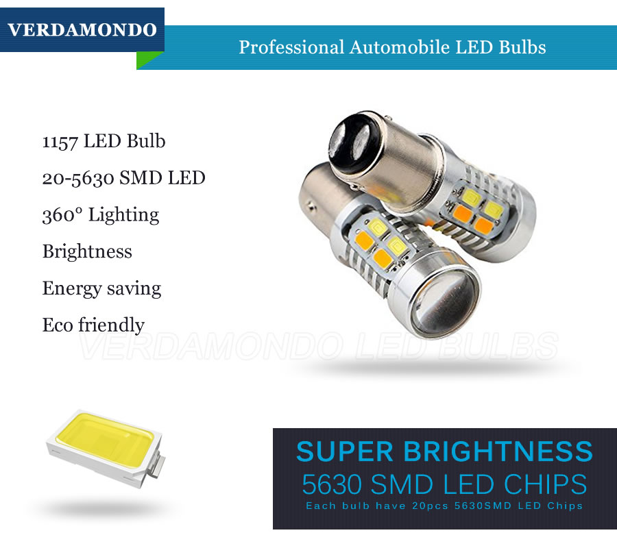 Auto Lights 1157 BAY15D 5630 20 Smd Dual Color Swi... – Grandado