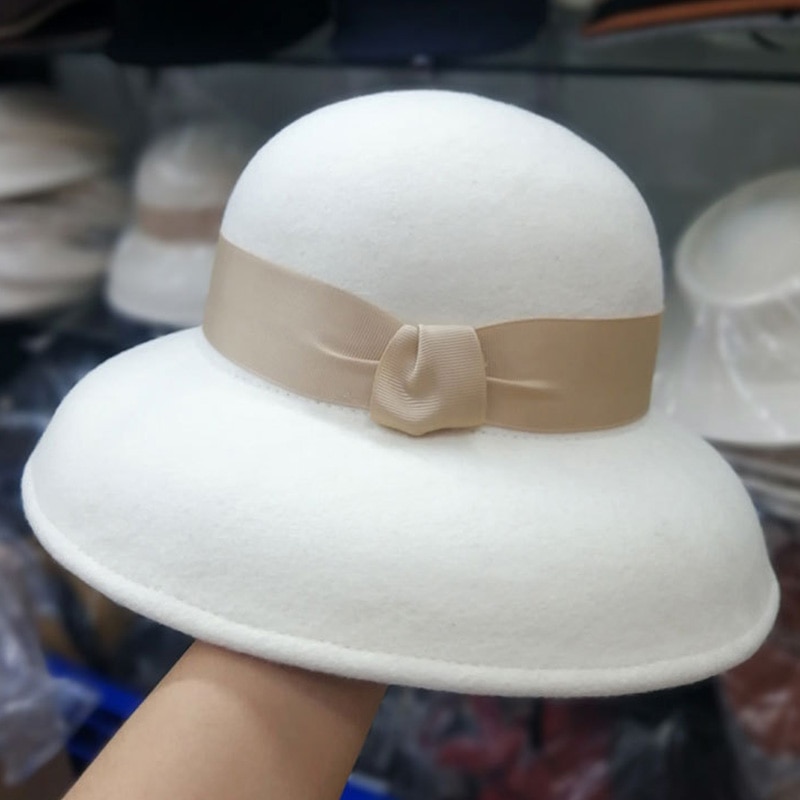 Klassieke Witte Vilten Muts Warme Cloche Wol Hoed ... – Vicedeal