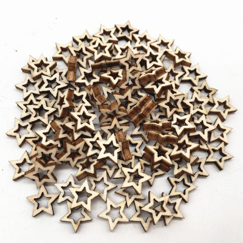 100pcs star wood craft diy Arts Scrapbooking Ornam... – Grandado