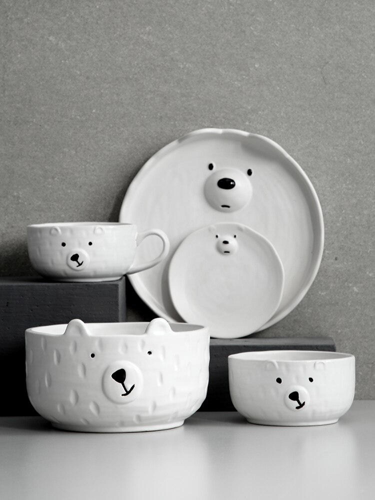 Ceramic Cartoon Plate Tableware Set Cute Girl Hear... – Grandado