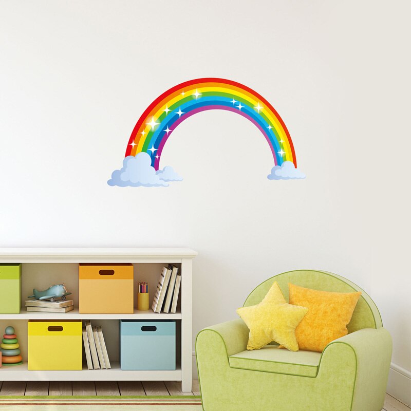 Cartoon Rainbow Cloud Wall Sticker Kids Room Bedro... – Grandado