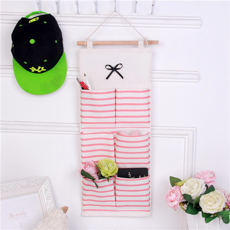 Striped 6 Pockets Finishing Hanging Bag Fabric Han... – Vicedeal