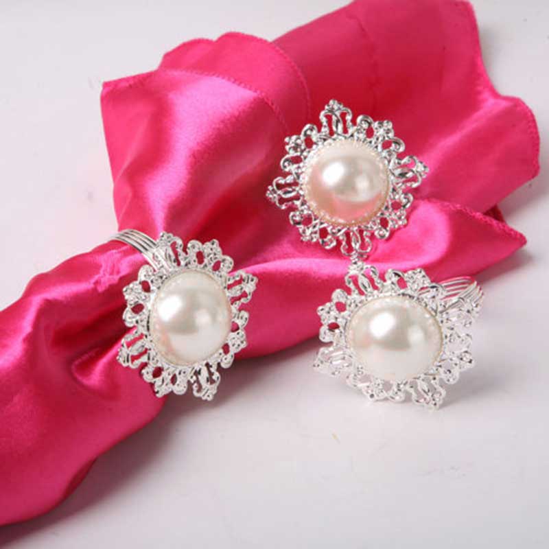 6pcs Pearl Napkin Rings Luxury Rhinestone Napkin R... – Grandado