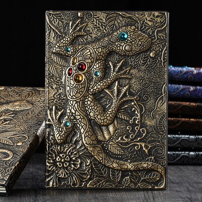 Vintage Gecko Lizard Notebook Retro Planner Bronze... – Grandado
