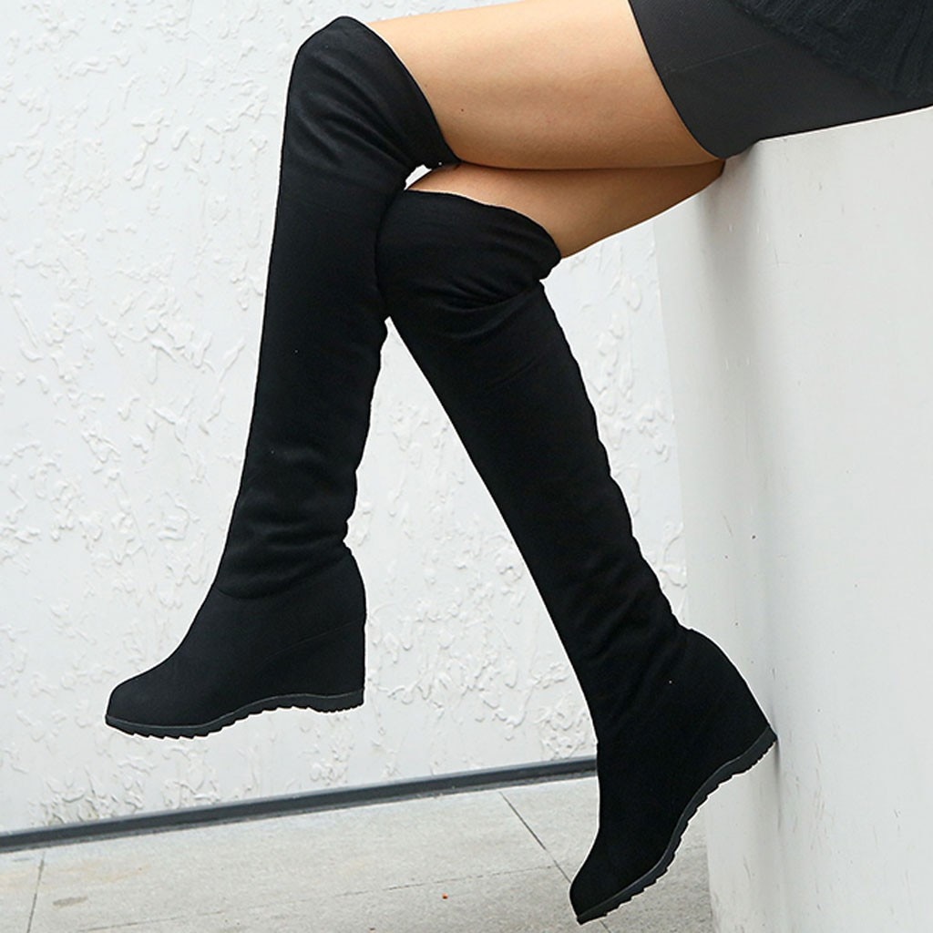 Women's Solid Warm Boots Over The Knee Long Boots ... – Vicedeal