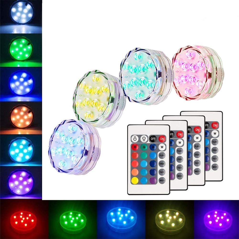 10 Led Remote Controlled Rgb Waterproof Led Lamps ... – Vicedeal