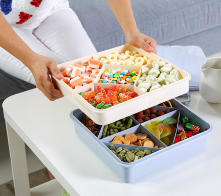 Square Double-Layered Candy Box Plastic Compartmen... – Vicedeal