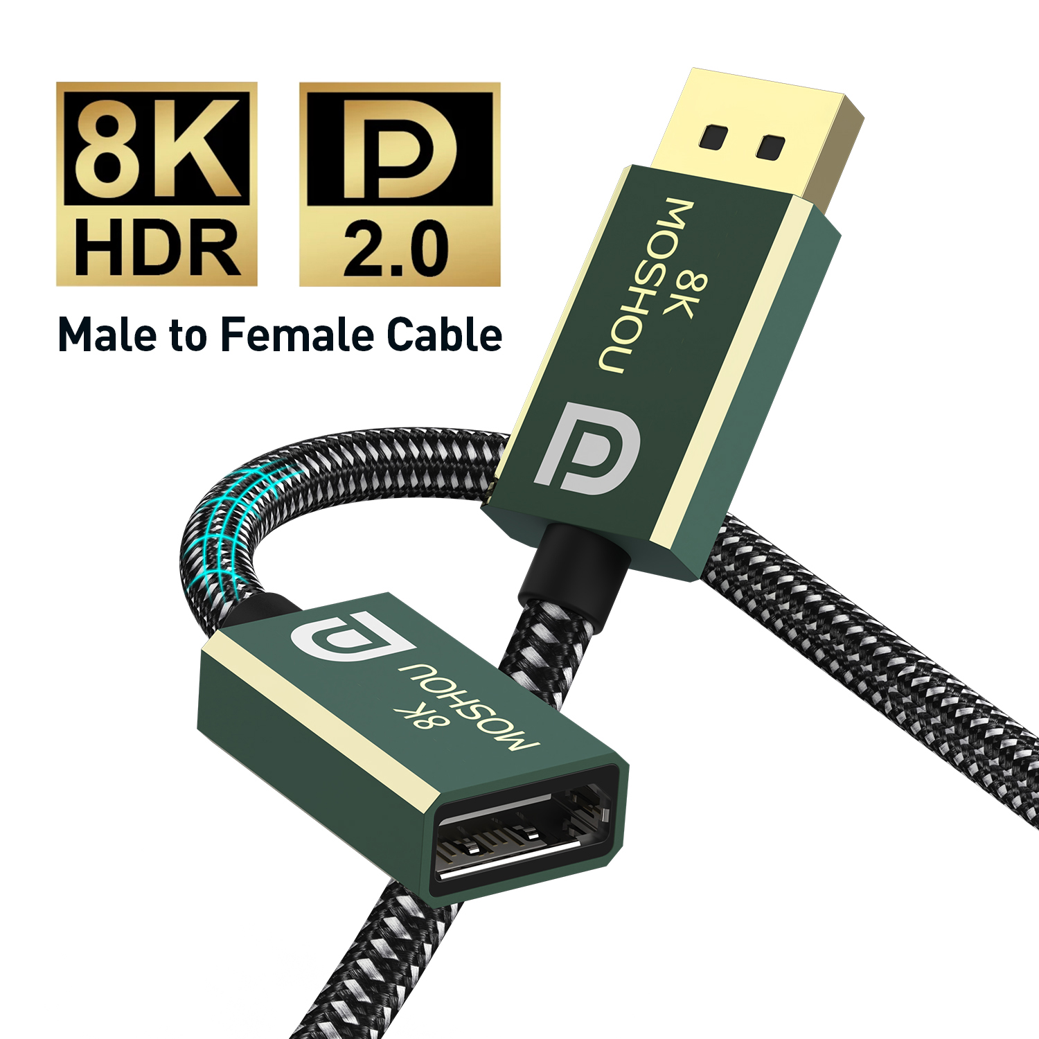 Displayport 2.0 han-til-hun forlængerkabel uhd 8k ... – Vicedeal