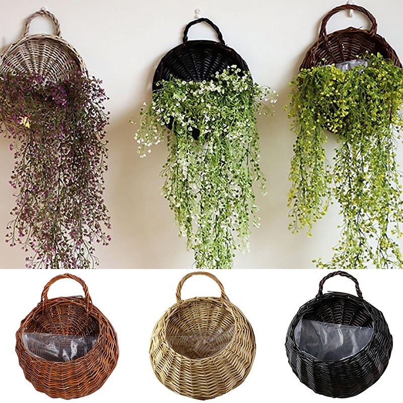 Hand Made Rieten Rotan Bloemenmand Groene Wijnstok... – Vicedeal